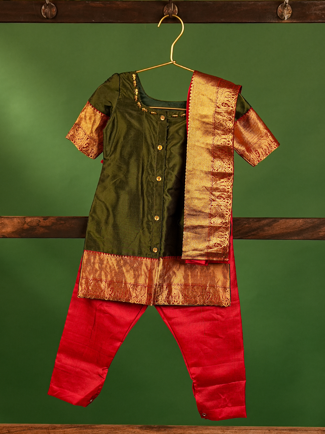 Adorable Pure Kanchipuram Kurta Sets for Your Little Princess ...